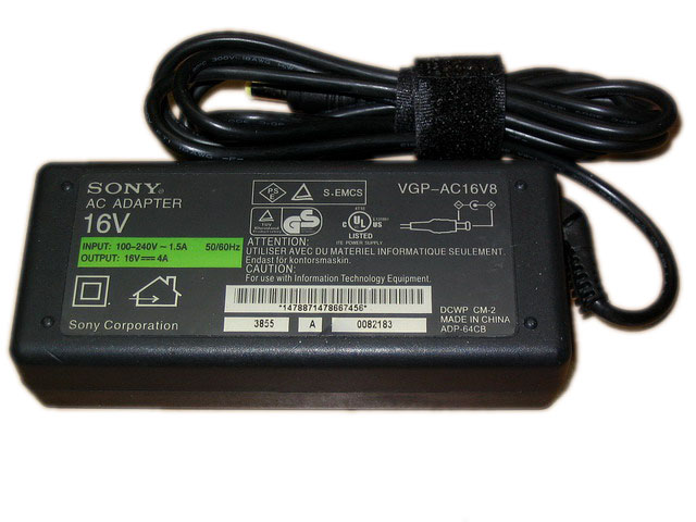Sony Original VGP-AC16V8 AC Adapter 16V 4A 64W For VAIO PCG-TR1 PCG-Z1 ...